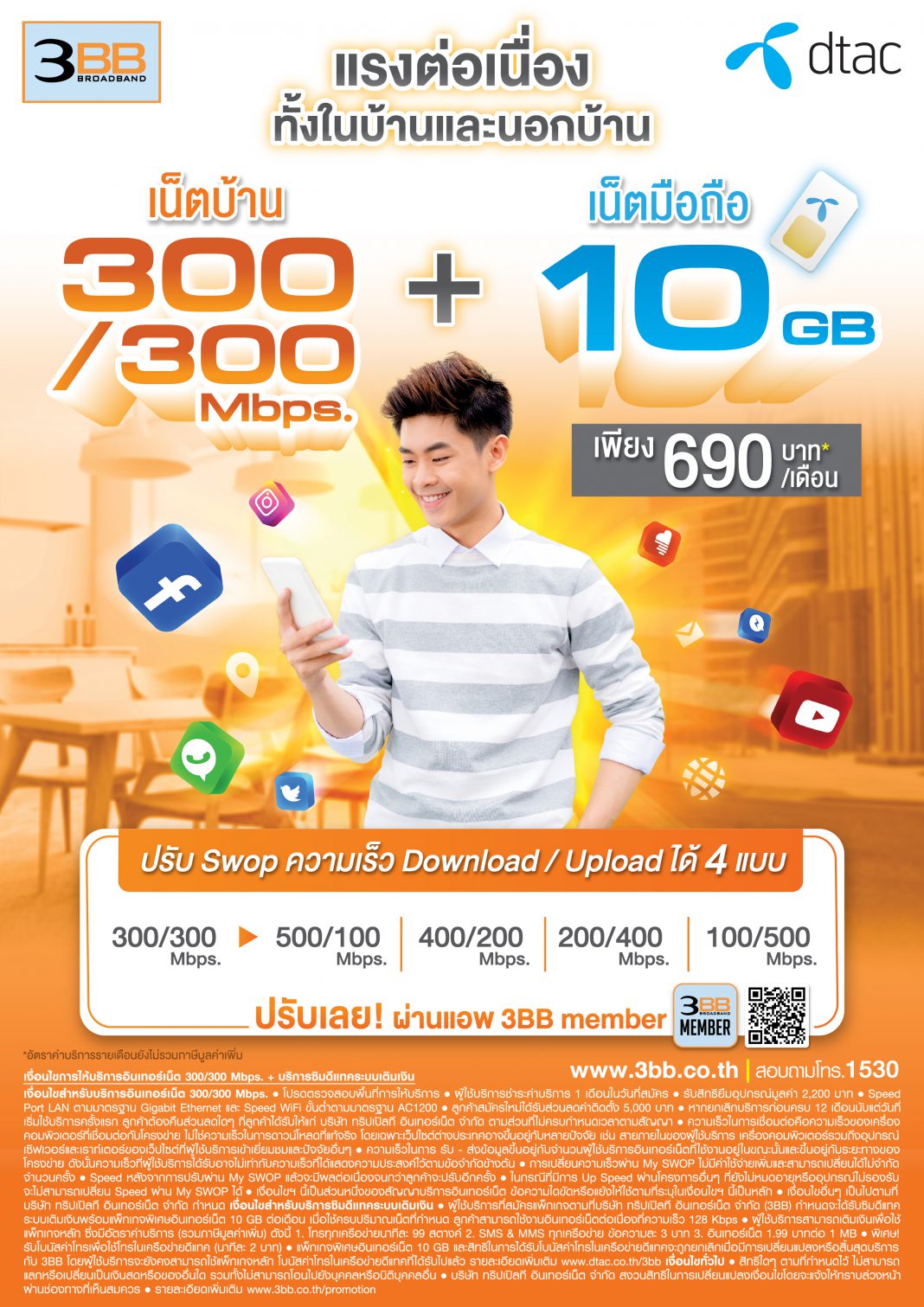 ส่งท้ายปีด้วยแพ็กเกจสุดคุ้ม "3BBxdtac" เน็ตบ้านพร้อมเน็ตมือถือ 10GB เริ่มต้นเดือนละ 690 บาท ...